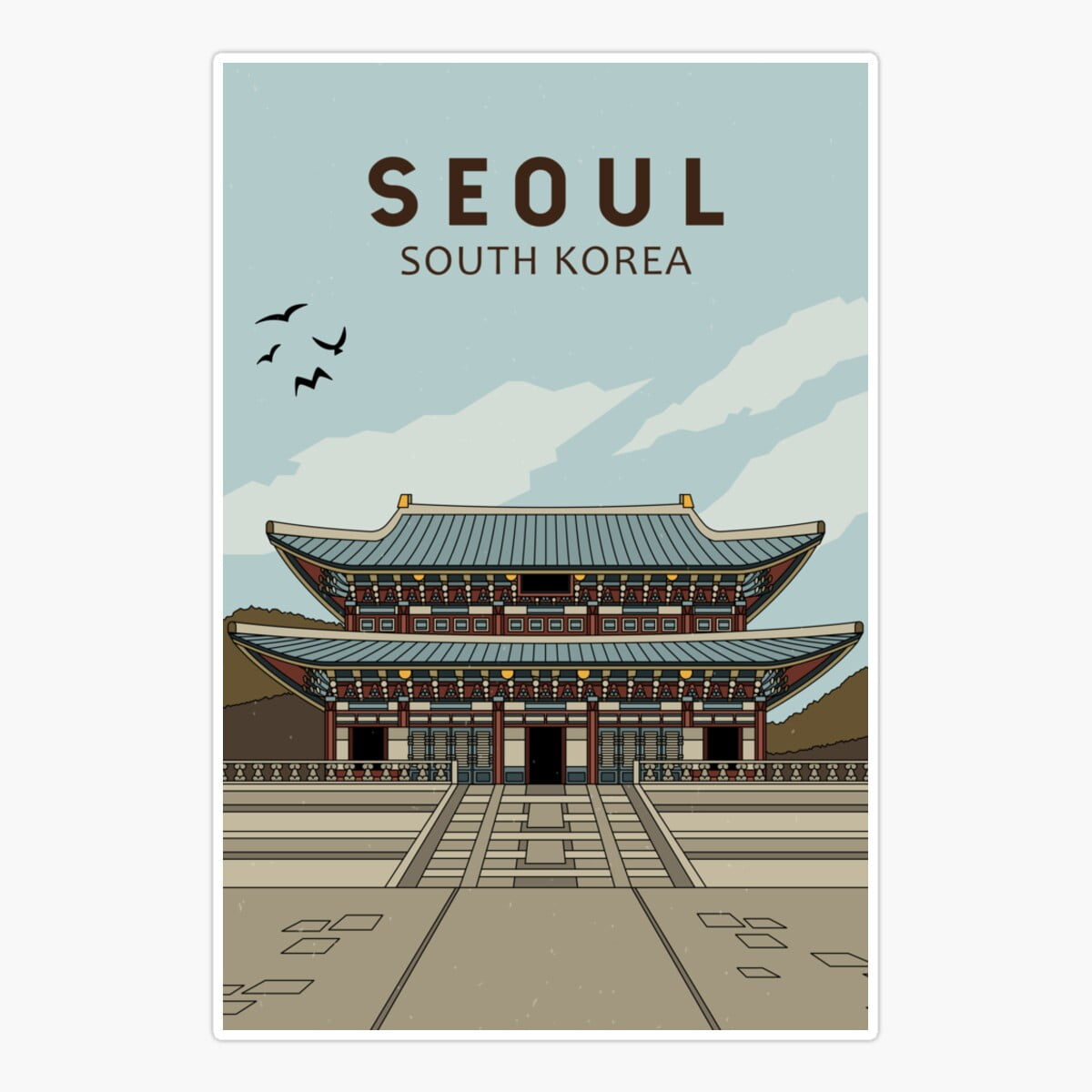 Maneki Seoul South Korea Travel Art Vintage Sticker, Phone Decal Water ...