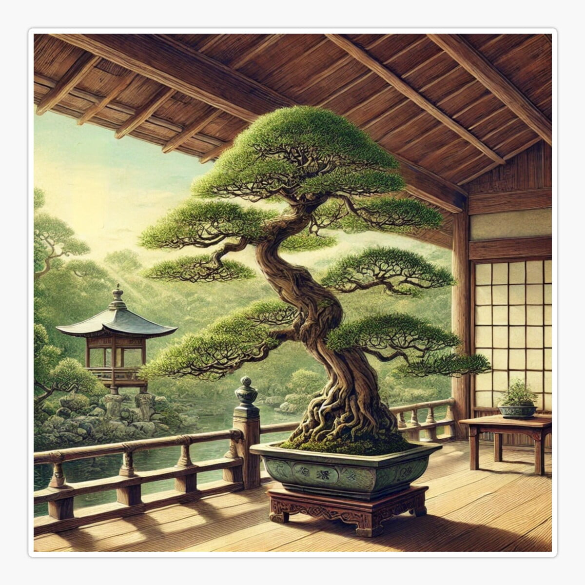 Maneki Serene Bonsai Art – Japanese Aesthetic Sticker, Phone Decal ...