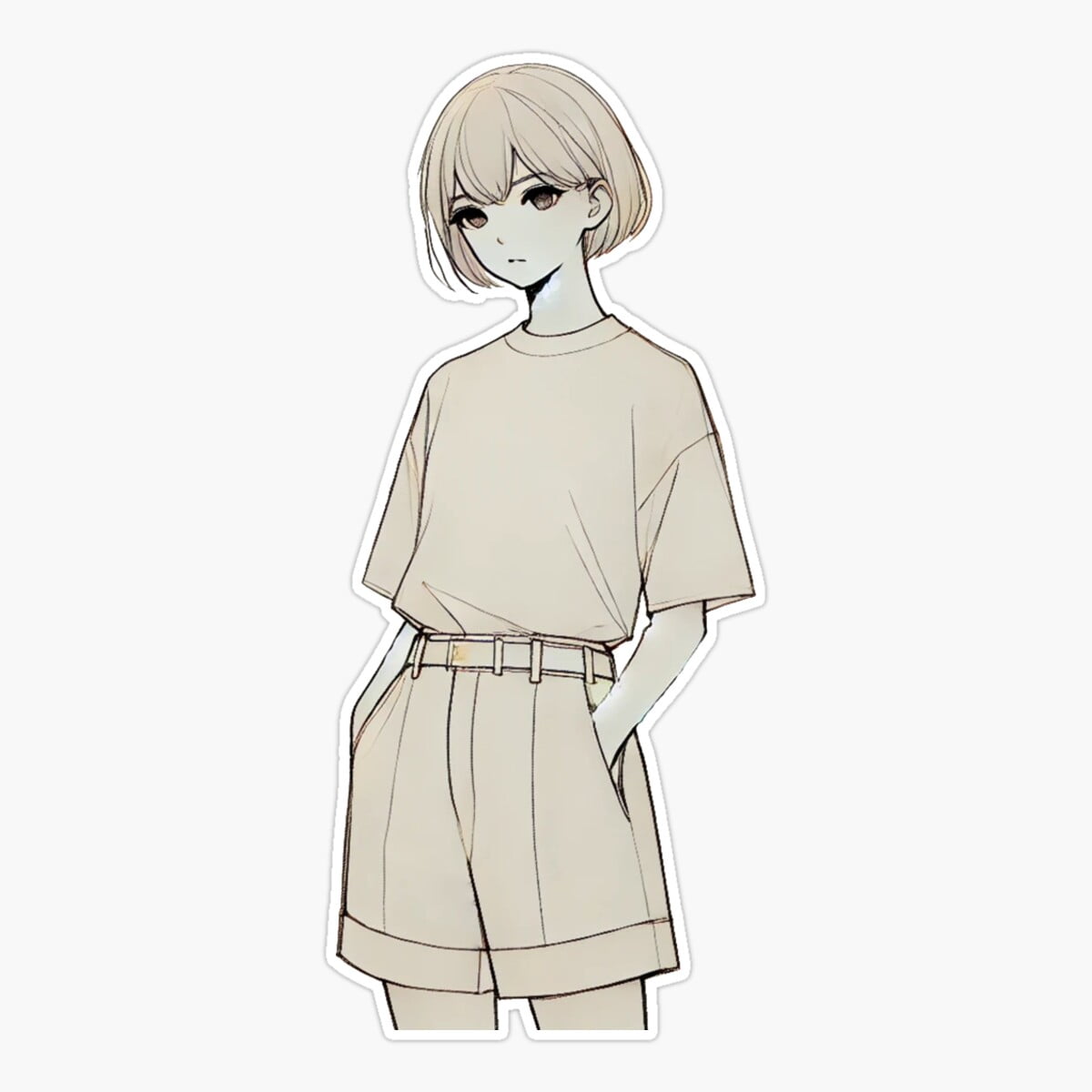 Maneki Serious Anime Girl Sticker, Phone Decal Water Bottle Stickers ...