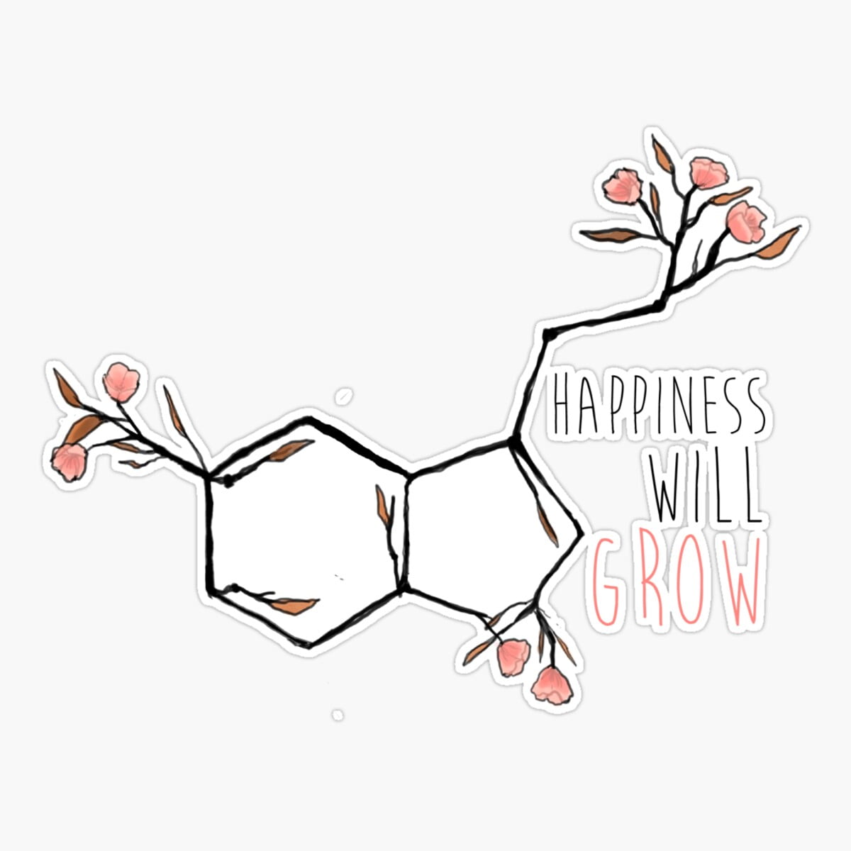 Maneki Serotonin Flowers Sticker, Phone Decal Water Bottle Stickers Car ...