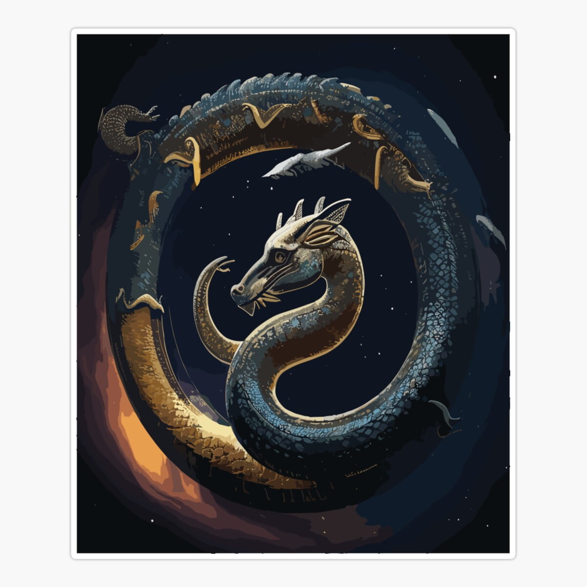 Maneki Serpent Of Eternity: The Cosmic Ouroboros Sticker, Phone Decal ...