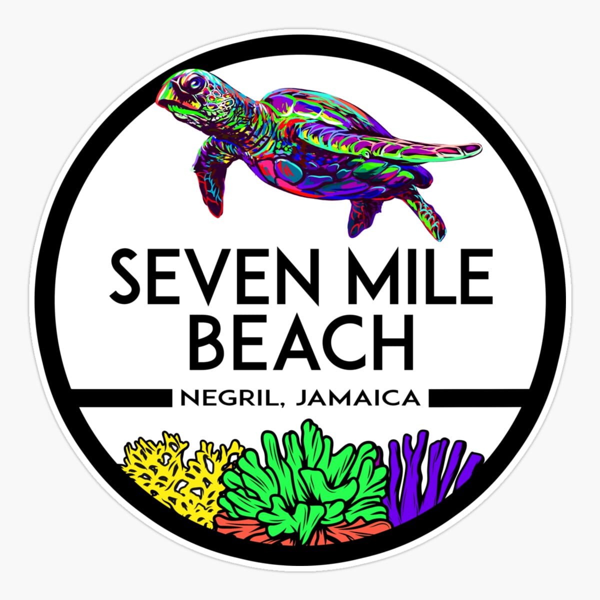 Maneki Seven Mile Beach Negril Jamaica Sea Turtle Sticker, Phone Decal ...