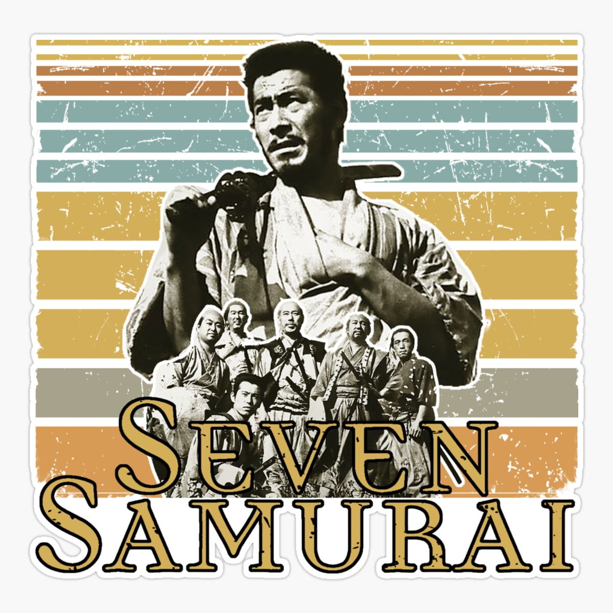 Maneki Seven Samurai Classic Sticker, Phone Decal Water Bottle Stickers ...