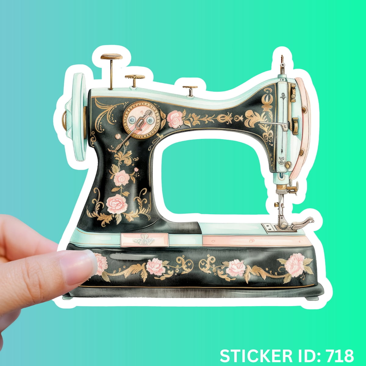 Maneki Sewing Stickers, Vintage Sewing Machine Decal, Retro Stickers ...