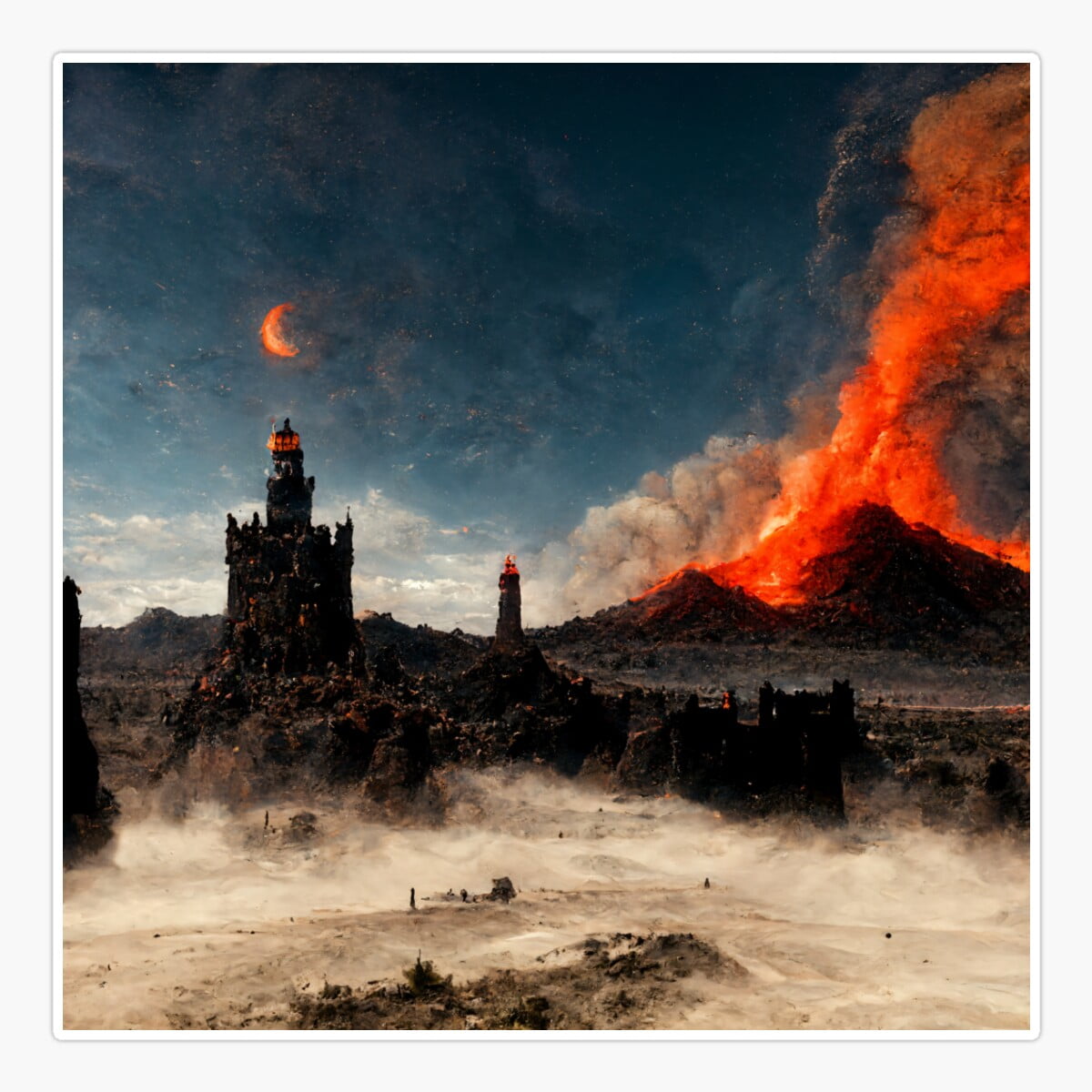 Maneki Shadow Lands Castle - Epic Castle Fantasy Art Sticker, Phone ...