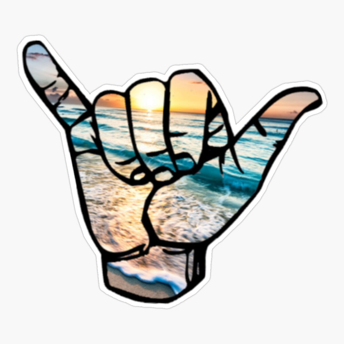 Maneki Shaka Beach Background Sticker, Phone Decal Water Bottle ...