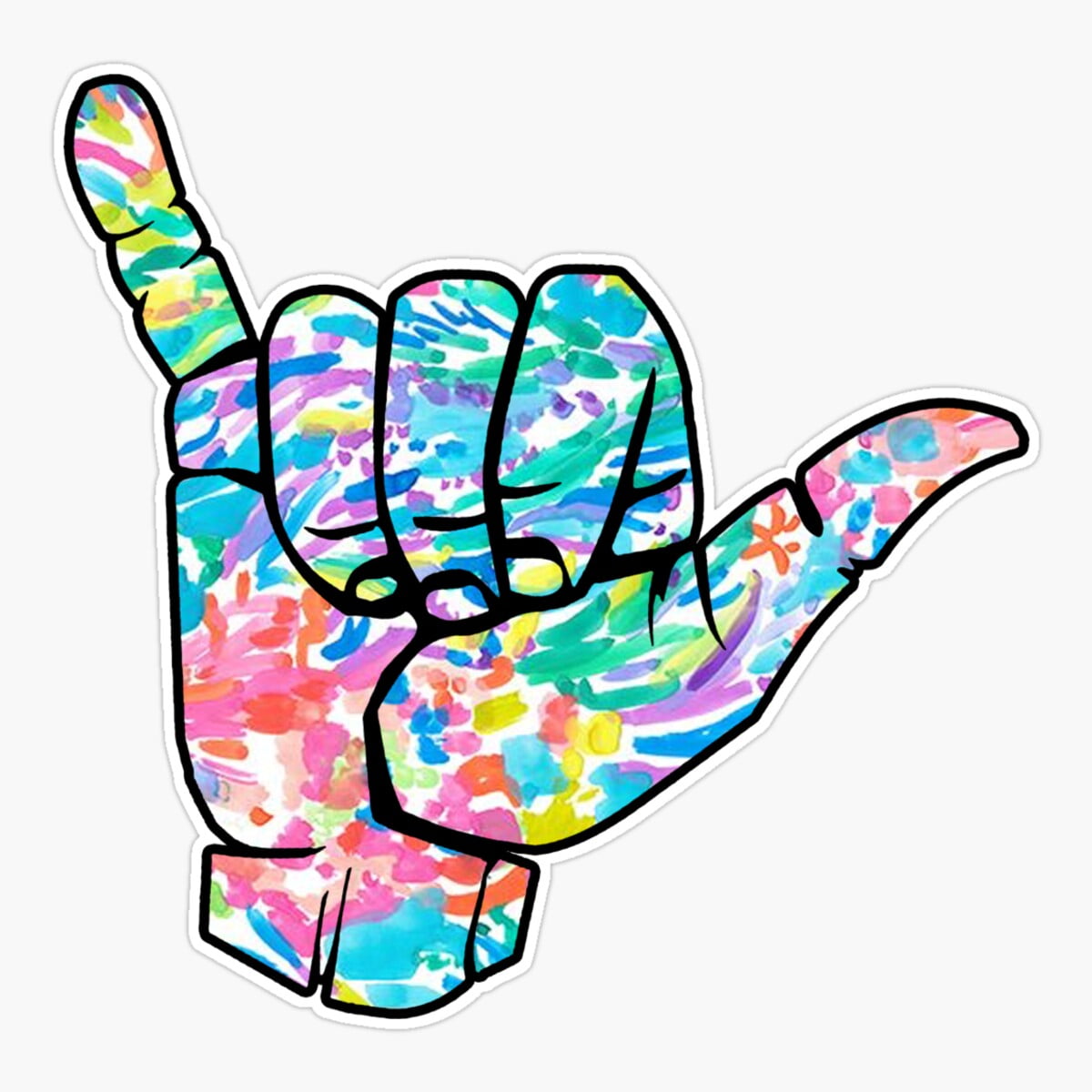 Maneki Shaka Multicolor Sticker, Phone Decal Water Bottle Stickers Car ...