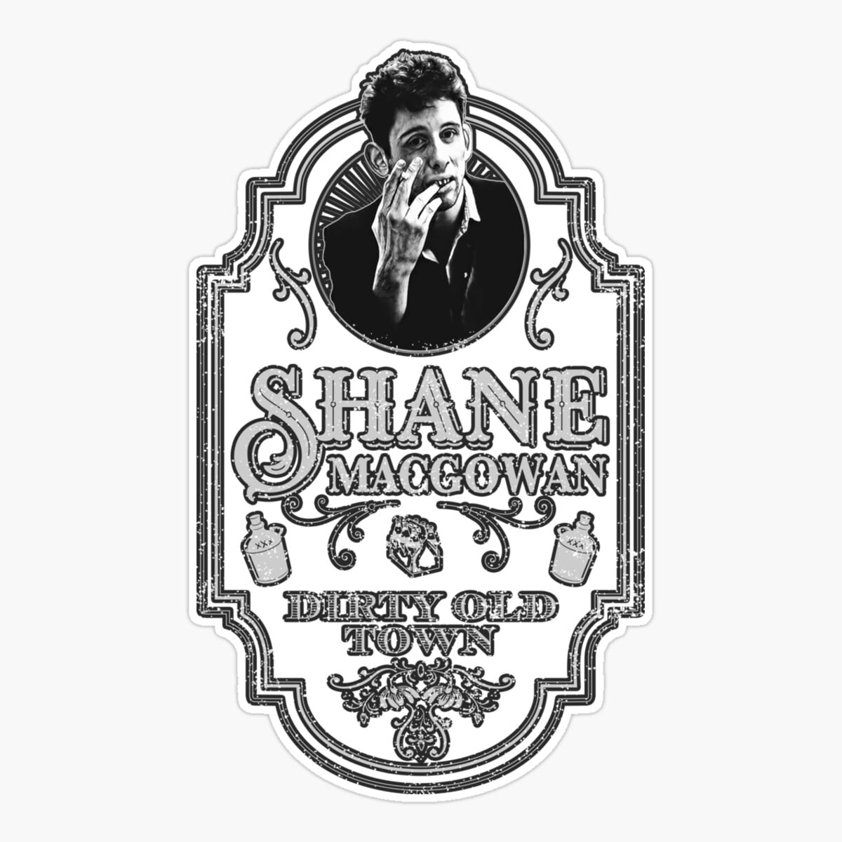 Maneki Shane Macgowan Dirty Old Town Tribute Sticker, Phone Decal Water ...