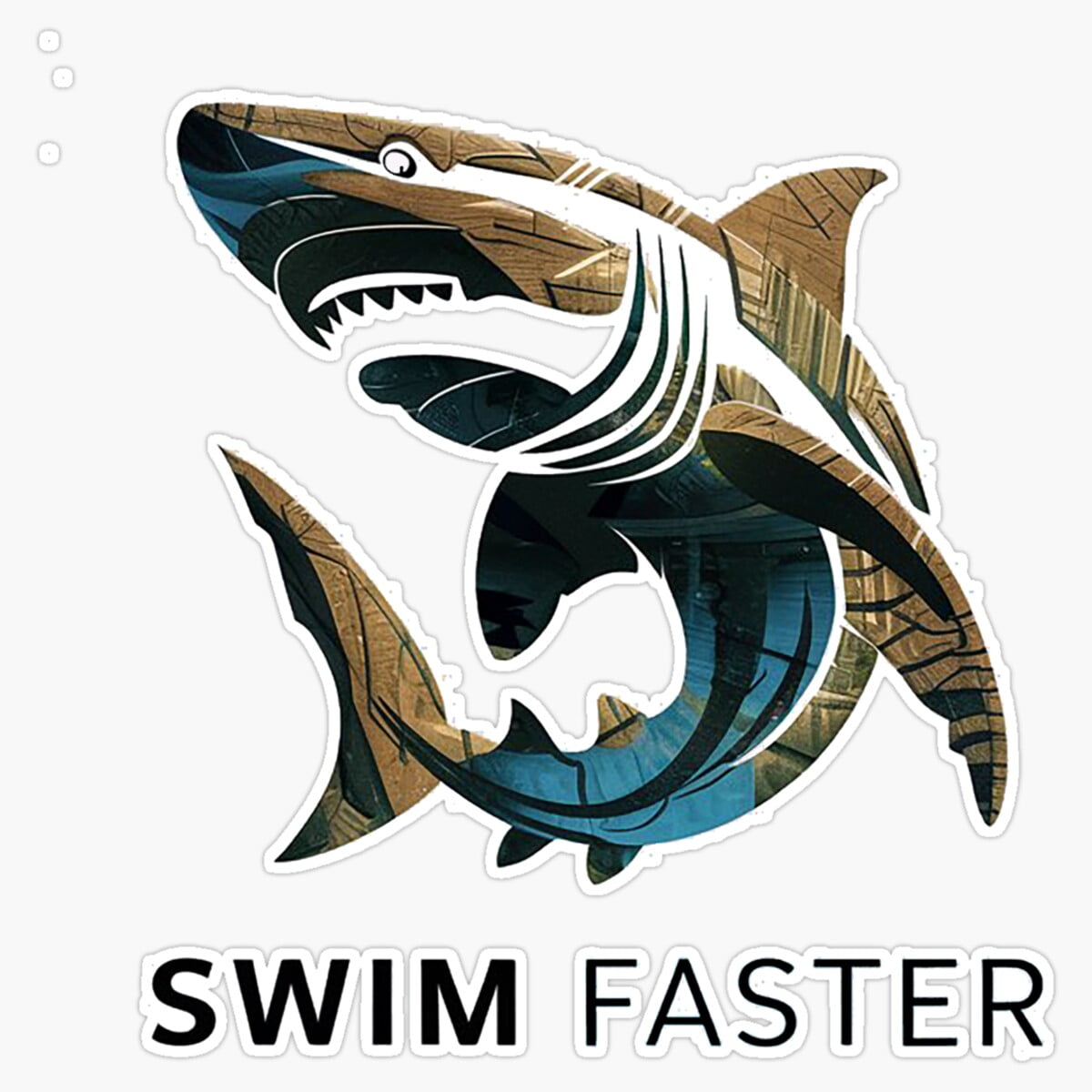 Maneki Shark - Swim Faster Er, Phone Decal Water Bottle Stickers Car ...