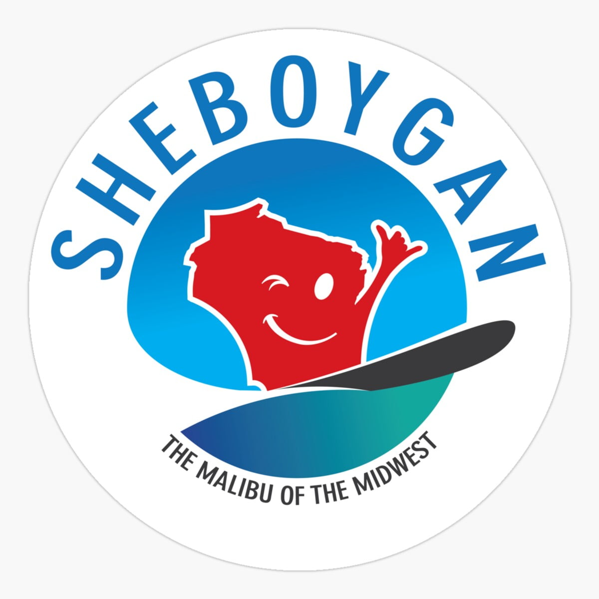Maneki Sheboygan, The Malibu Of The Midwest (Circular) Sticker, Phone ...