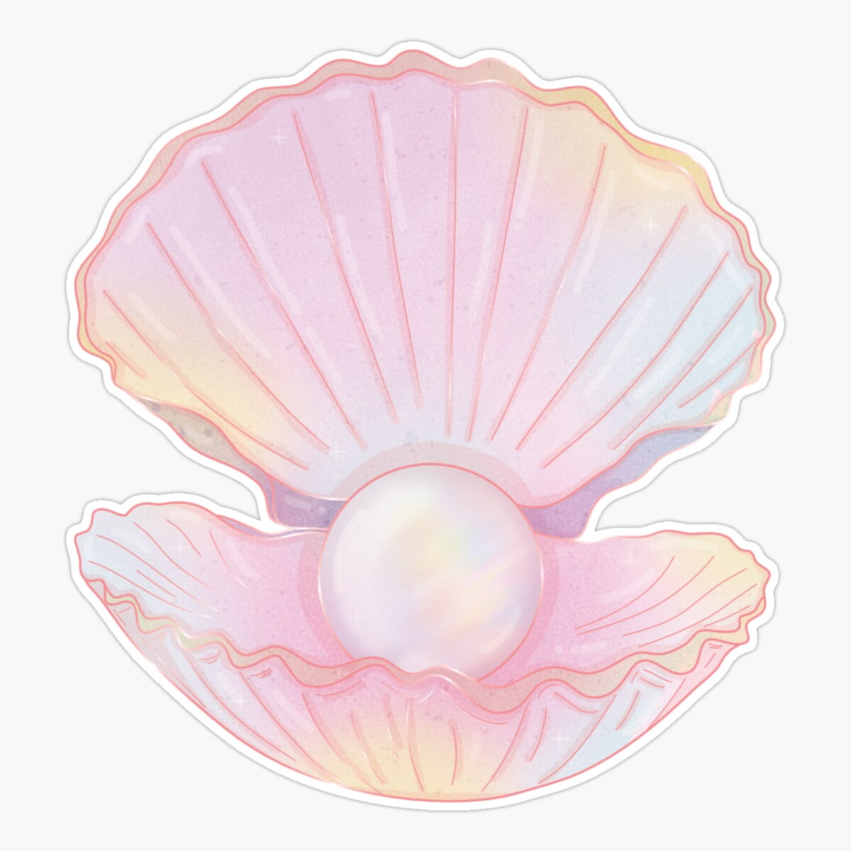 Maneki Shell With A Pearl Sticker, Phone Decal Water Bottle Stickers ...