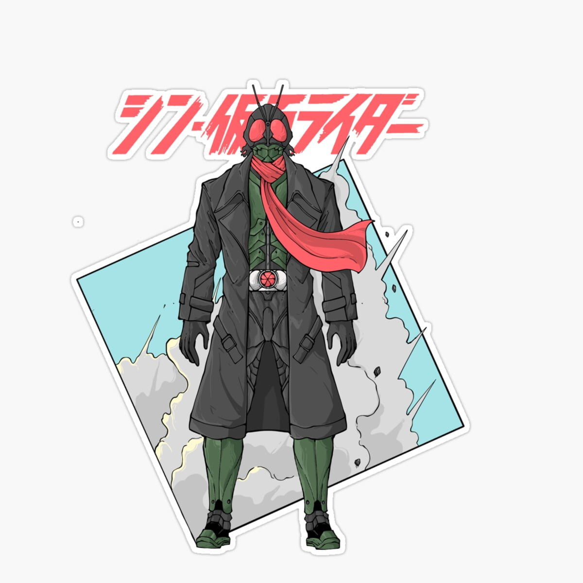 Maneki Shin Kamen Rider Sticker, Phone Decal Water Bottle Stickers Car ...