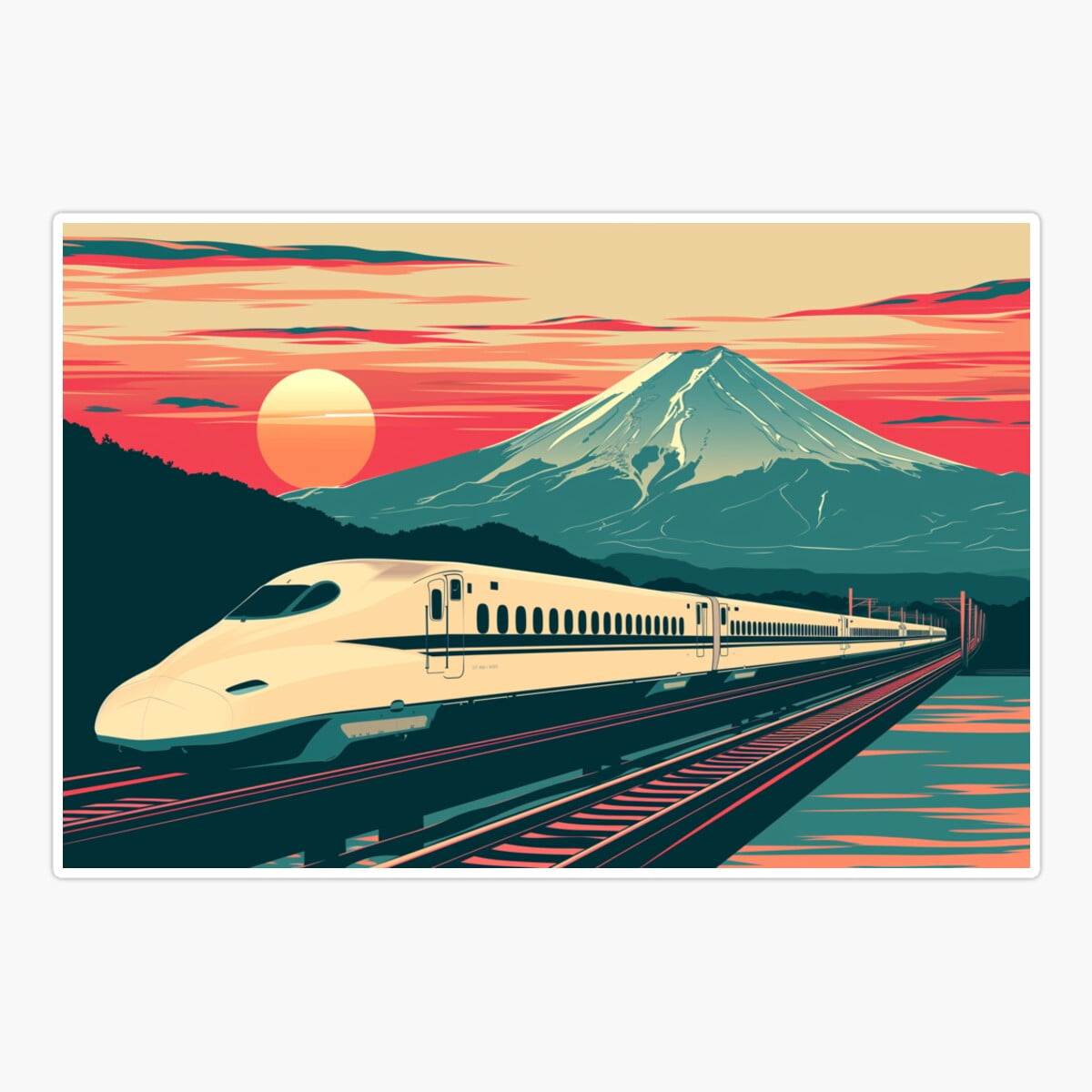 Maneki Shinkansen Bullet Train Japanese Artwork Sticker, Phone Decal ...
