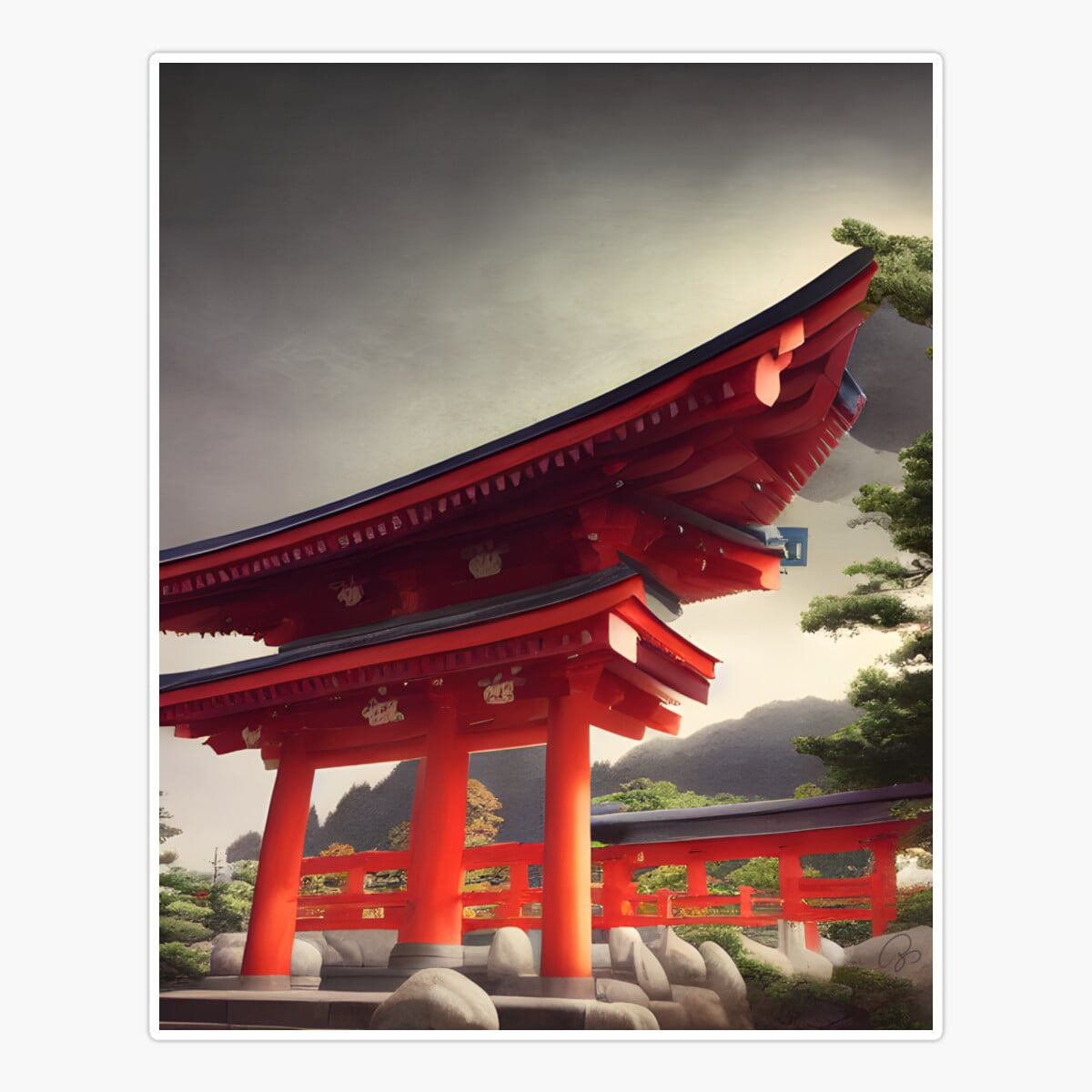 Maneki Shinto Shrine Sando Sticker, Phone Decal Water Bottle Stickers ...