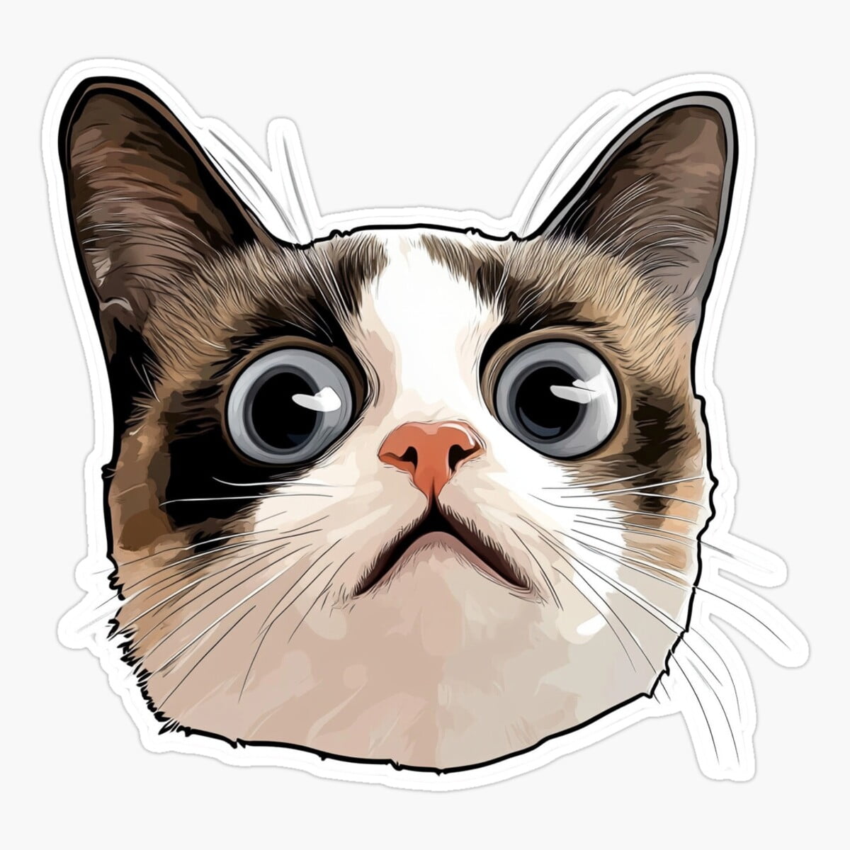 Maneki Shocked Cat Sticker, Phone Decal Water Bottle Stickers Car ...