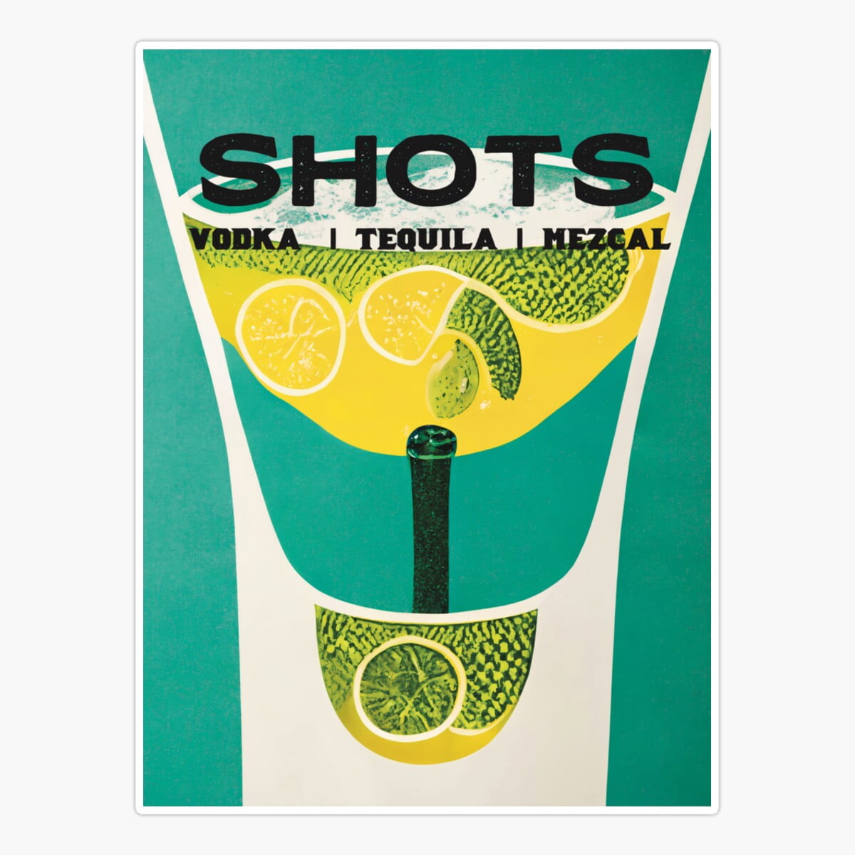 Maneki Shots Retro Cocktail Poster Vodka Tequila Mezcal Bar Prints ...