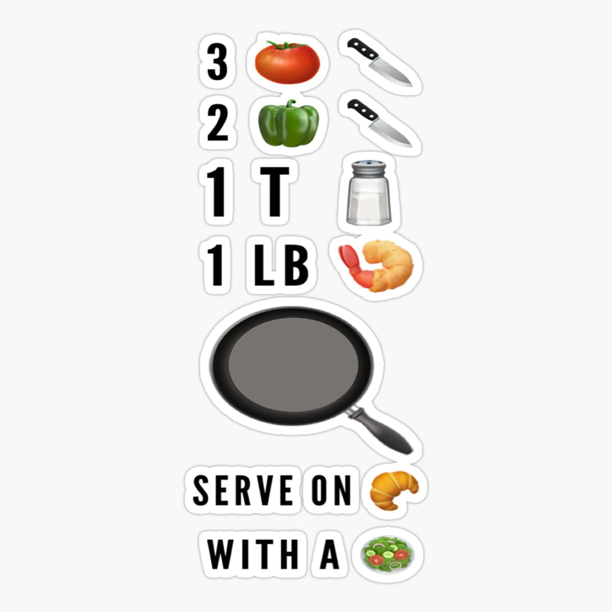 Maneki Shrimp Pictotext Recipe Sticker, Phone Decal Water Bottle ...