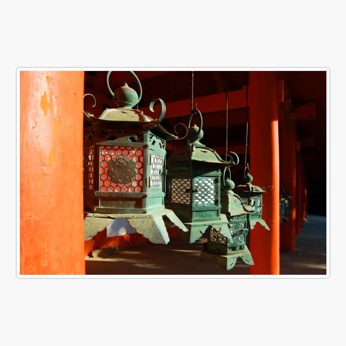 Maneki Shrine Lanterns Sticker, Phone Decal Water Bottle Stickers Car ...