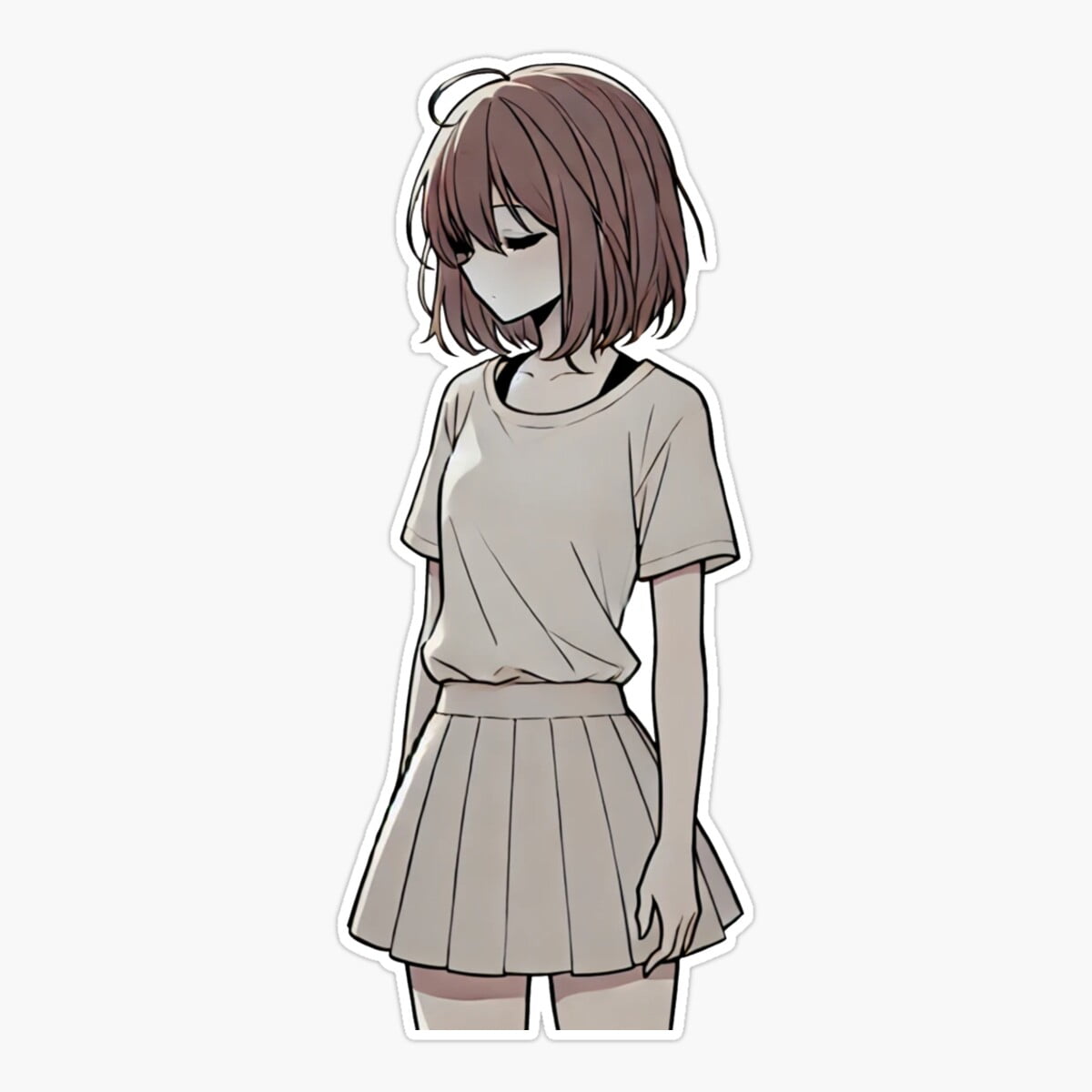 Maneki Shy Anime Girl Sticker, Phone Decal Water Bottle Stickers Car ...