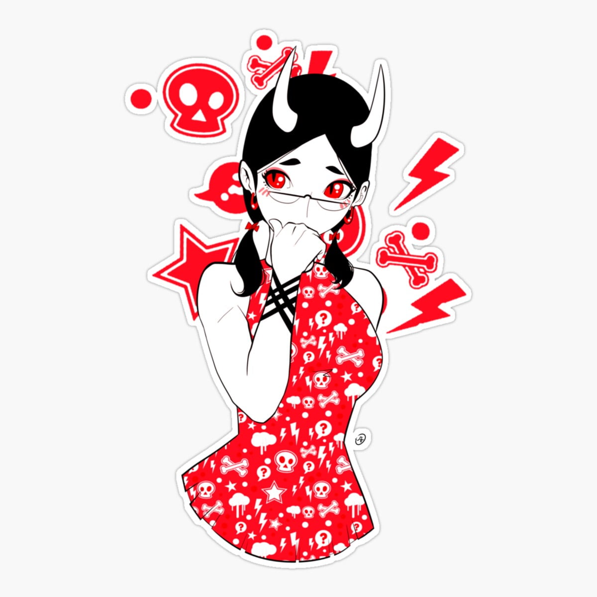 Maneki Shy Demon Girl Er, Phone Decal Water Bottle Stickers Car Decals ...