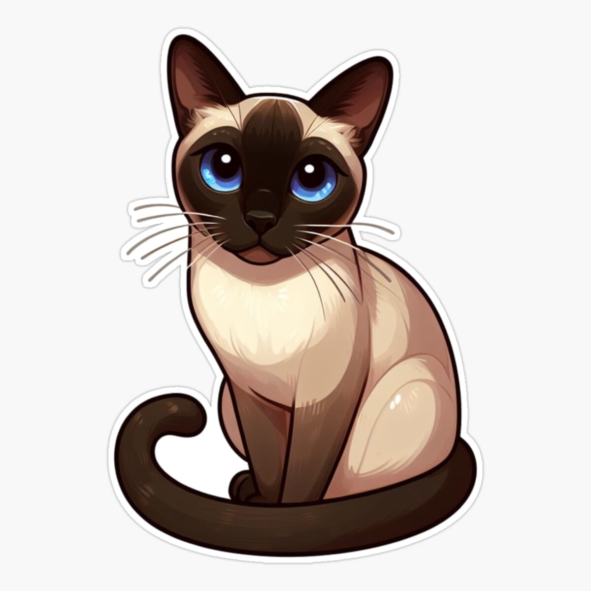 Maneki Siamese Cat 12 Sticker, Phone Decal Water Bottle Stickers Car ...