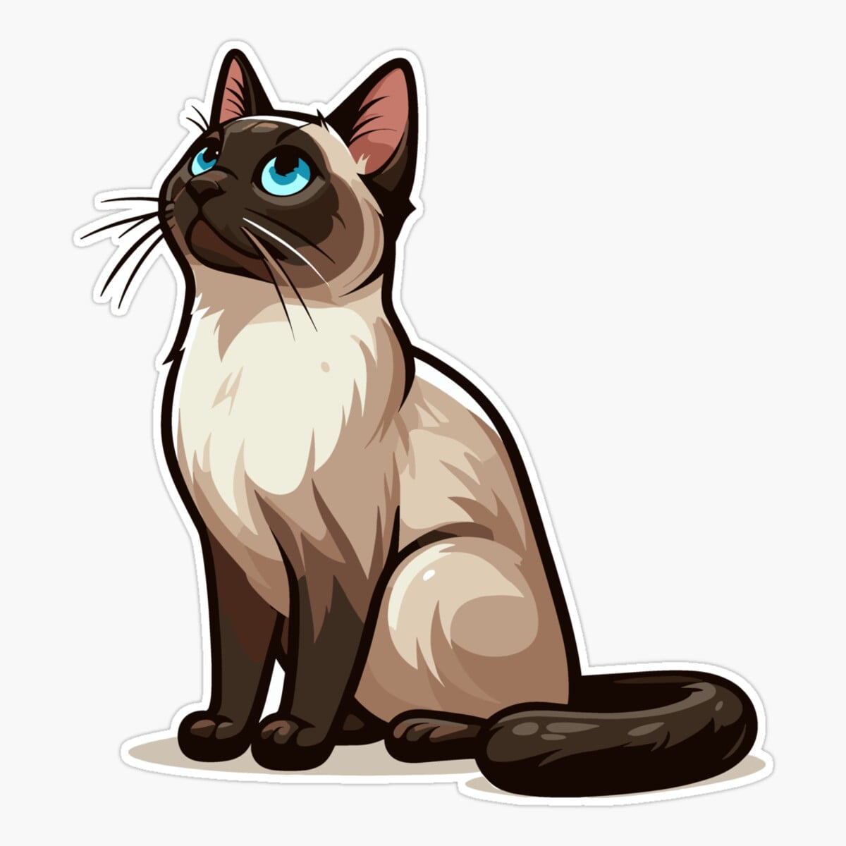 Maneki Siamese Cat 2 Sticker, Phone Decal Water Bottle Stickers Car ...