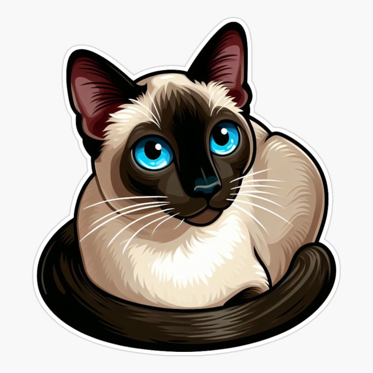 Maneki Siamese Cat 22 Sticker, Phone Decal Water Bottle Stickers Car ...