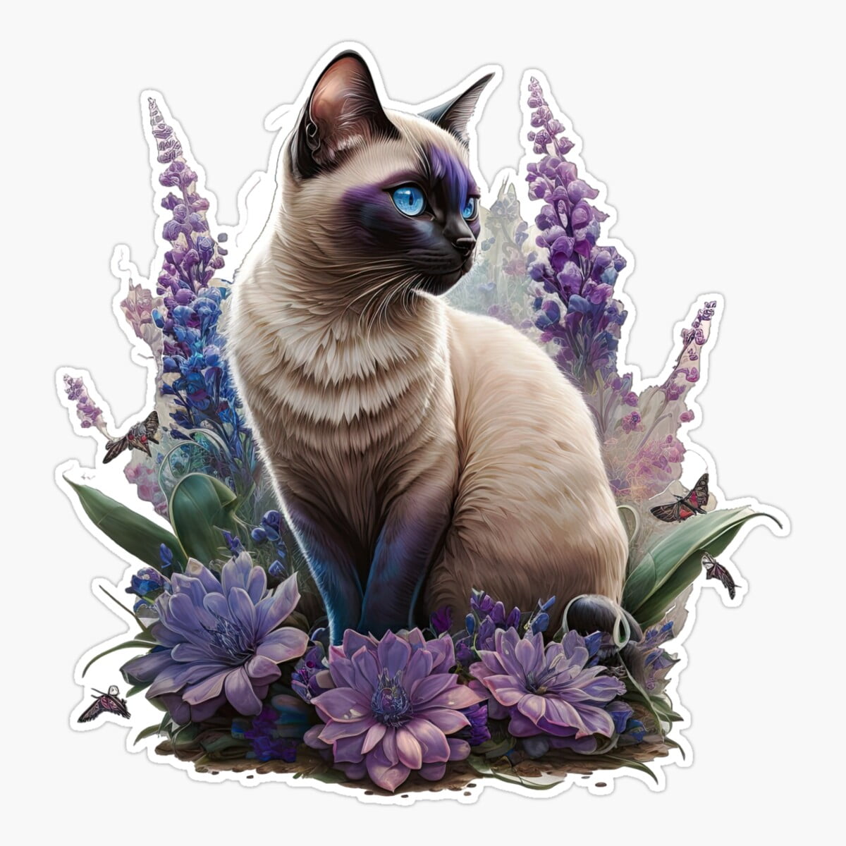 Maneki Siamese Cat Pastel Sticker, Phone Decal Water Bottle Stickers ...