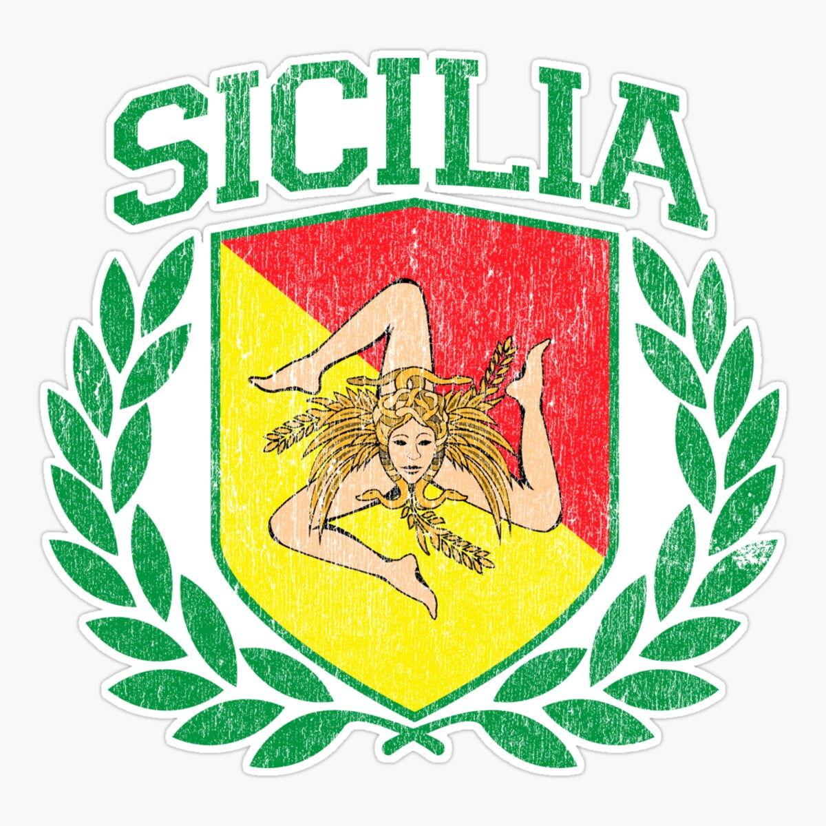 Maneki Sicily - Sicilia Flag And Shield Trinacria - Sicilian Flag Er ...
