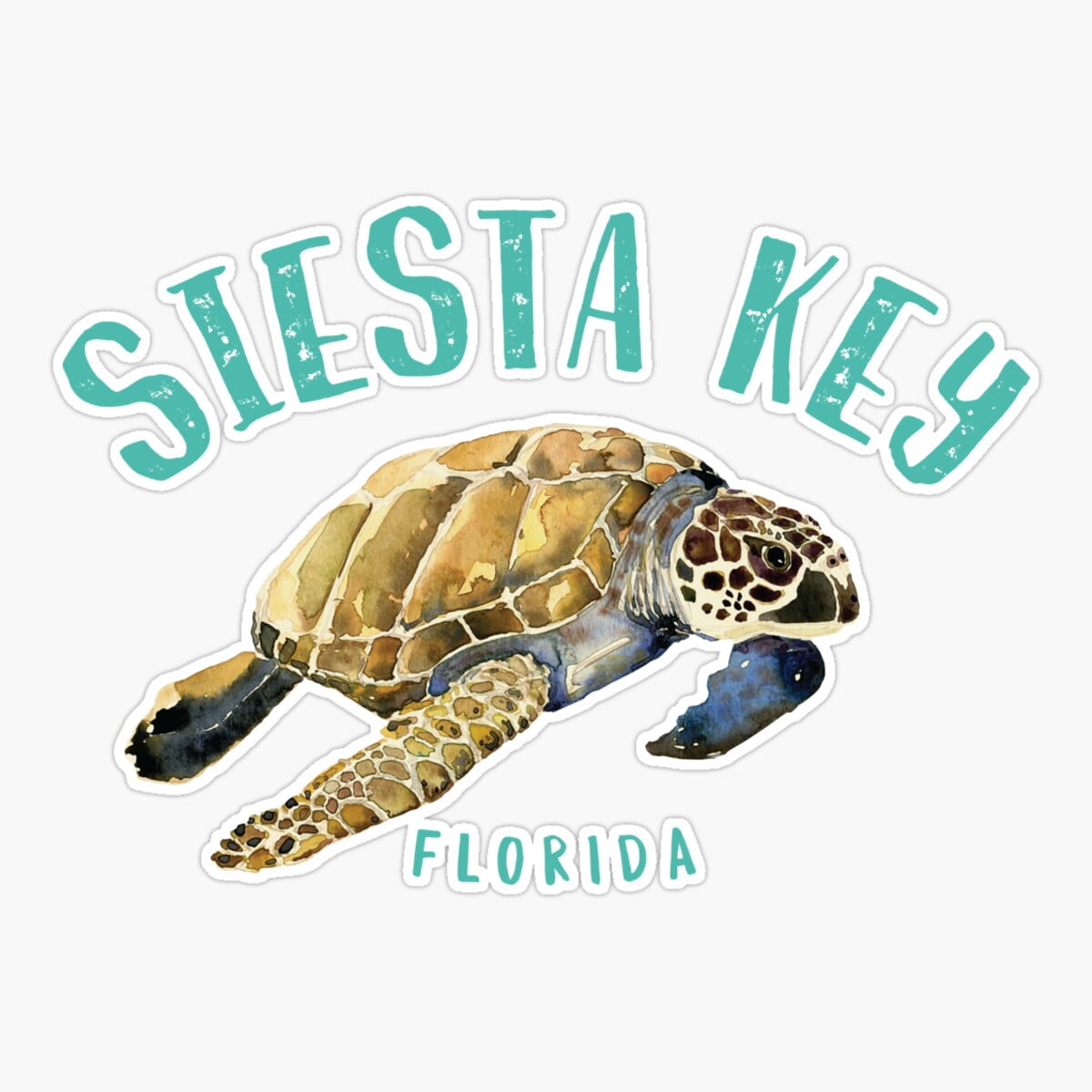 Maneki Siesta Key Florida Sea Turtle Design Sticker, Phone Decal Water ...