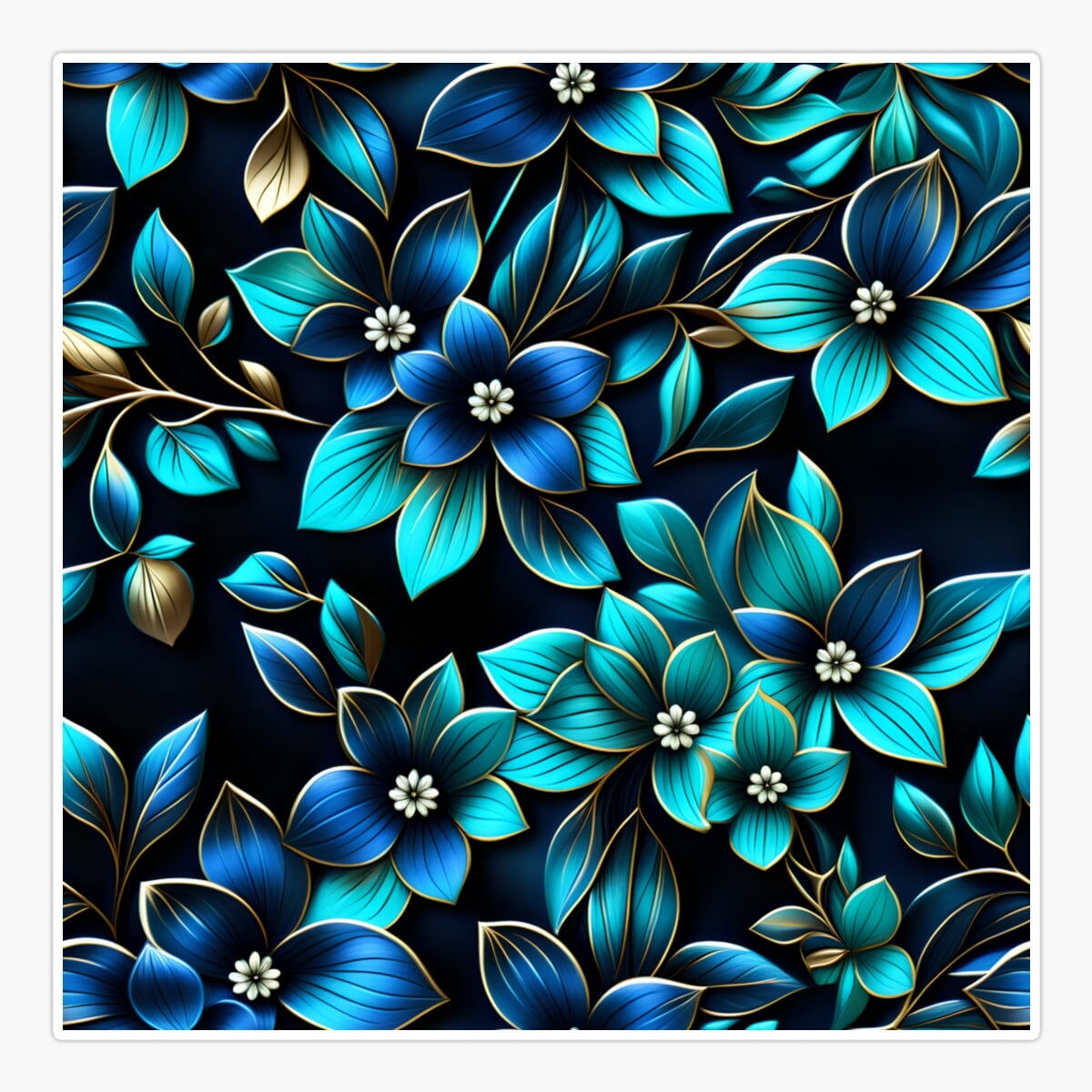 Maneki Signature Blue, Turquoise & Gold Floral Pattern | Elegant ...