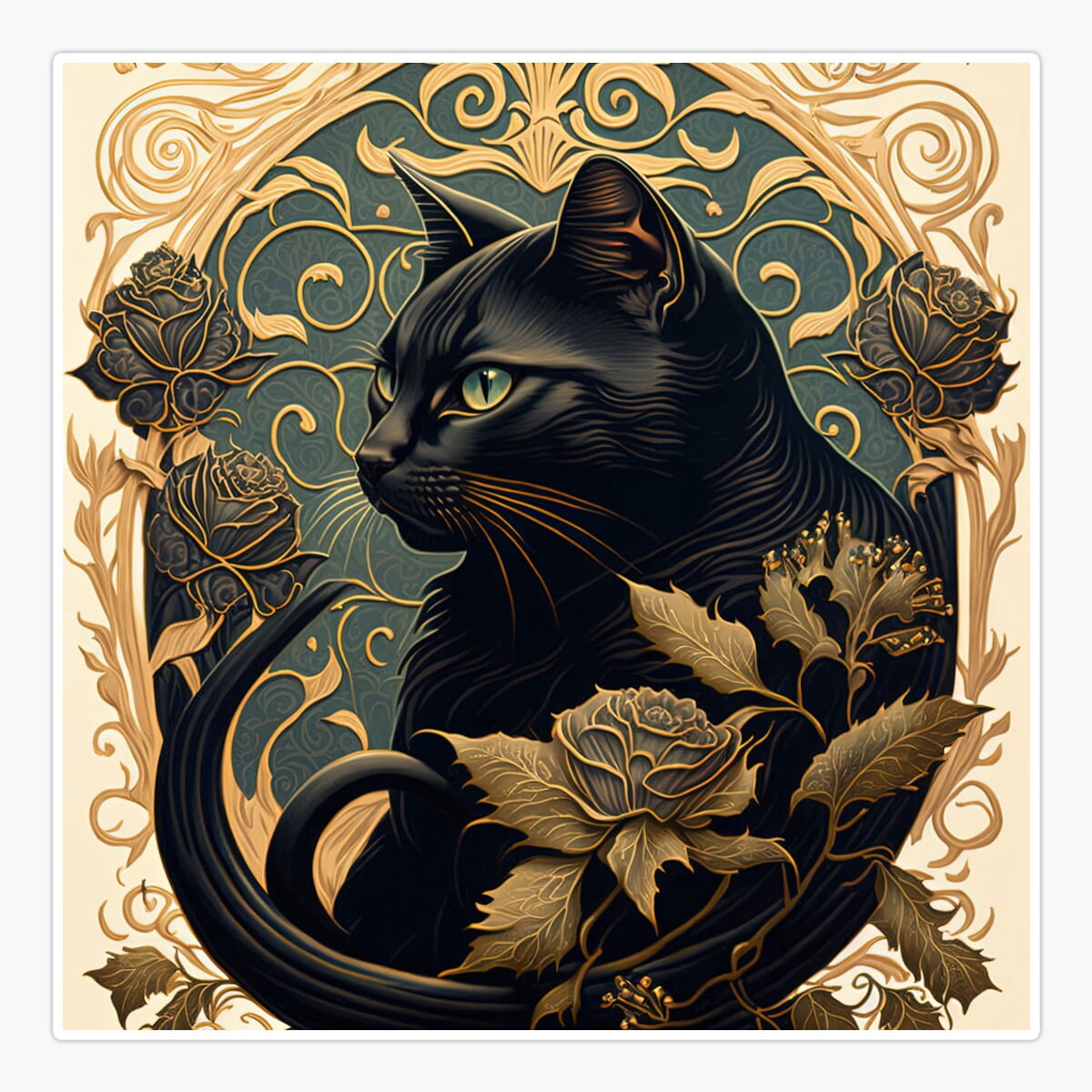 Maneki Sigrid The Black Cat 6 Sticker, Phone Decal Water Bottle ...