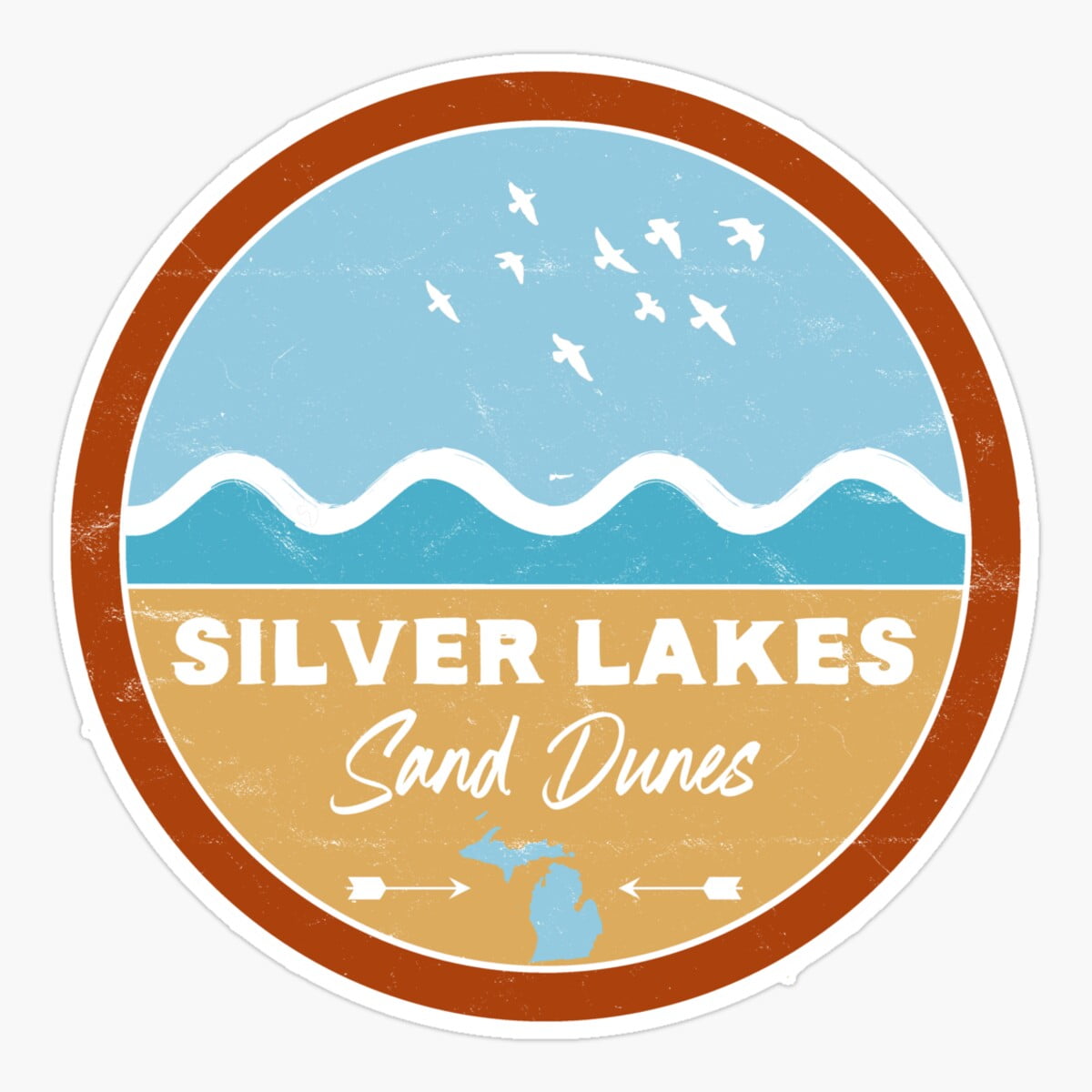 Maneki Silver Lakes Sand Dunes Michigan - Retro Lake Mi Beach Wave ...