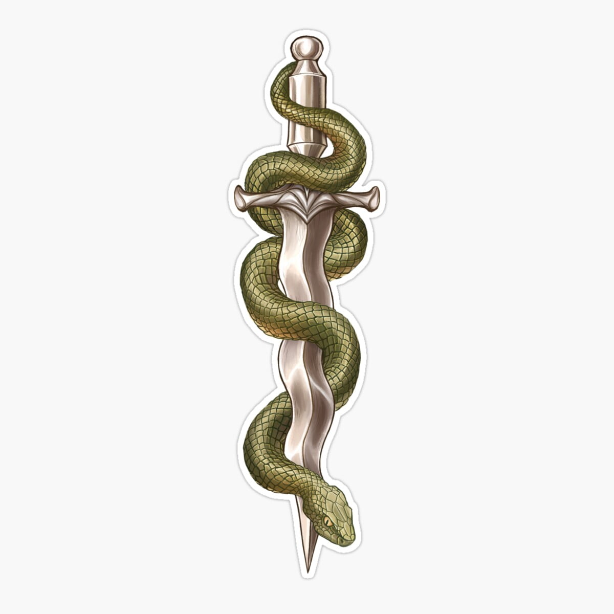 Maneki Silver Snake Dagger Sticker, Phone Decal Water Bottle Stickers ...