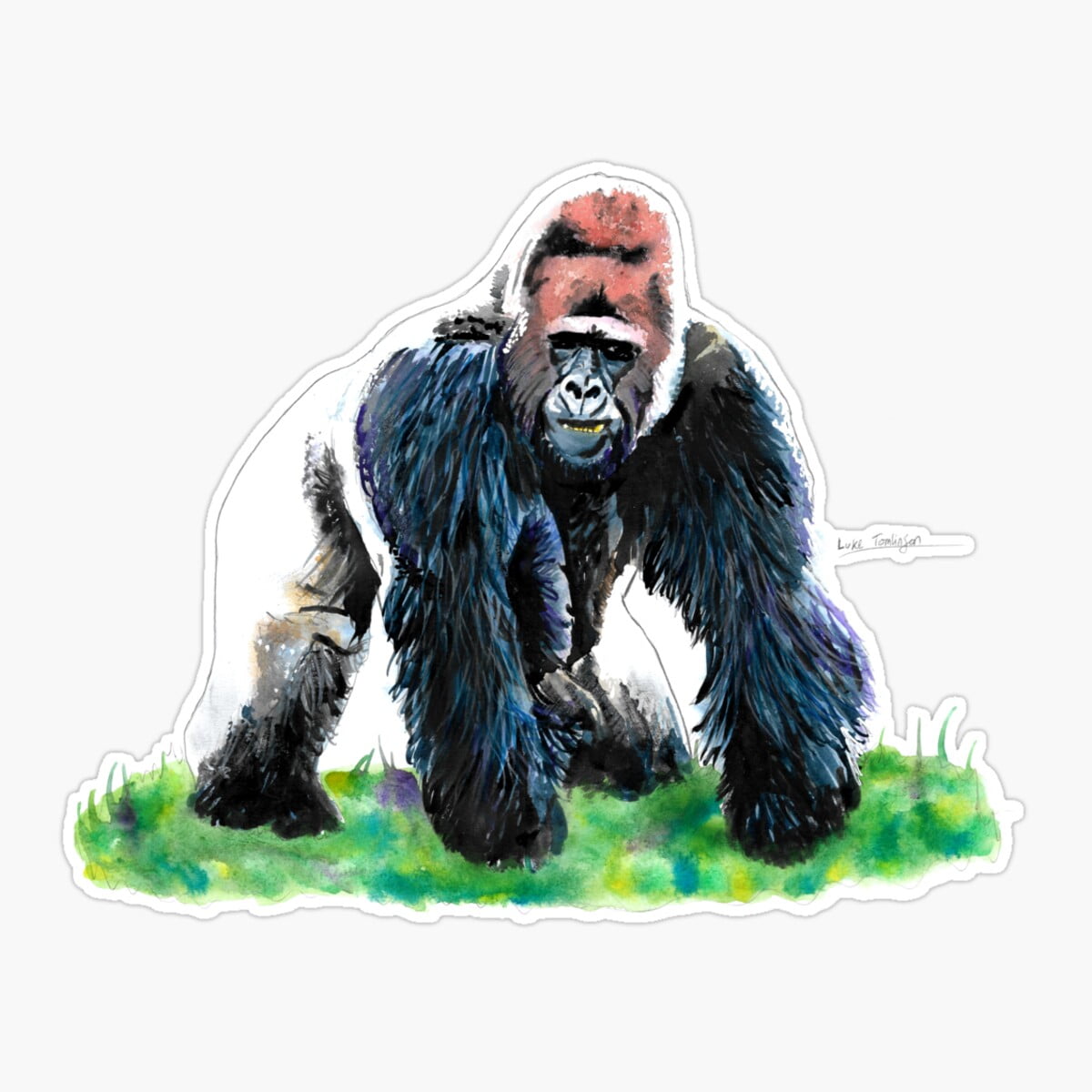 Maneki Silverback Gorilla 2 Er, Phone Decal Water Bottle Stickers Car ...