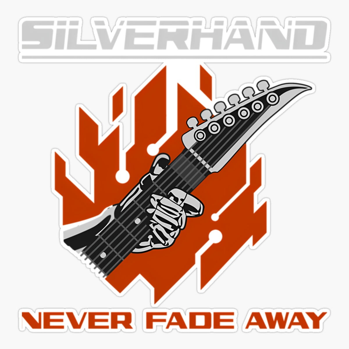 Maneki Silverhand Never Fade Away Essential Sticker, Phone Decal Water ...
