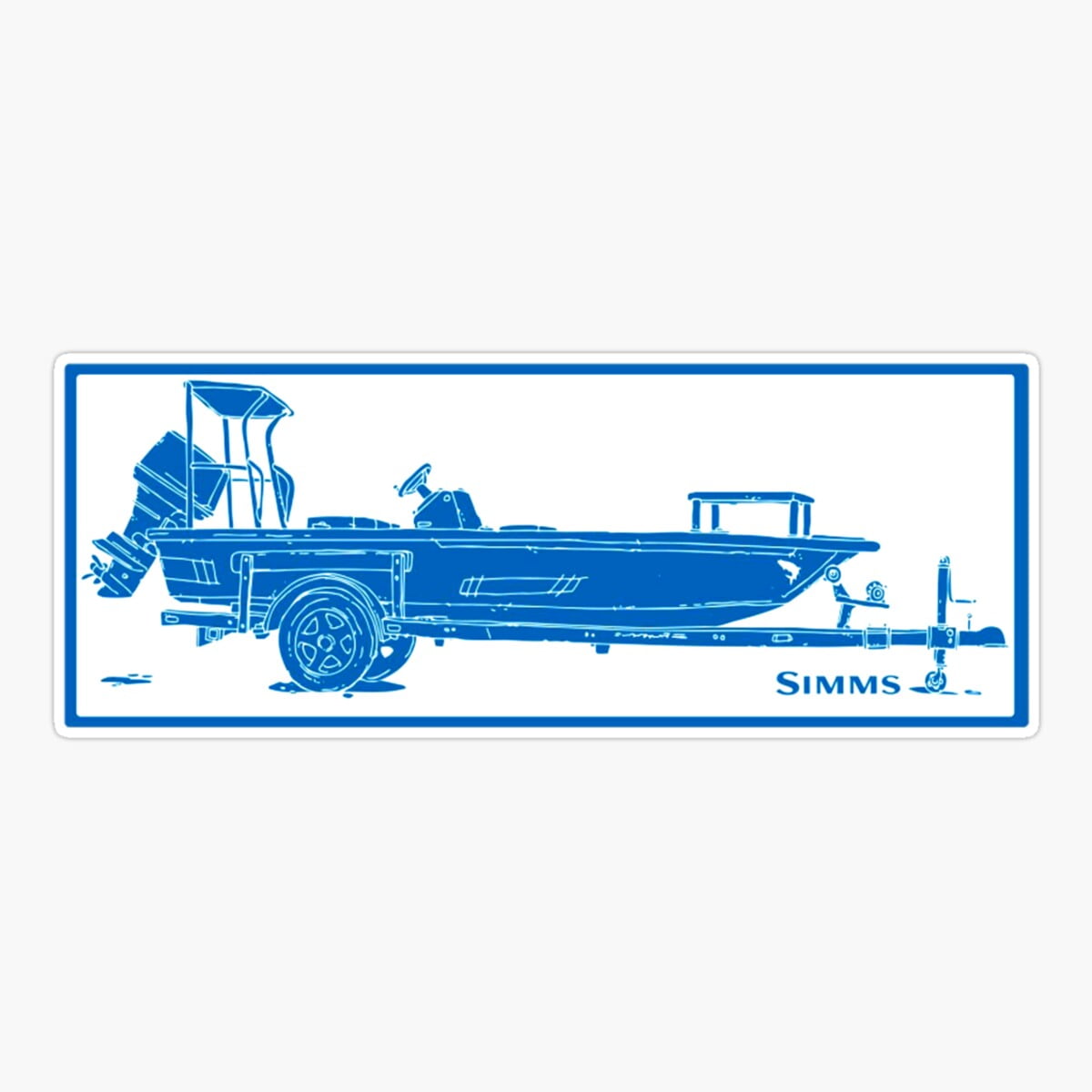 Maneki Simms Boating Fishing Vintage Blue White Sticker, Phone Decal Water Bottle Stickers Car ...