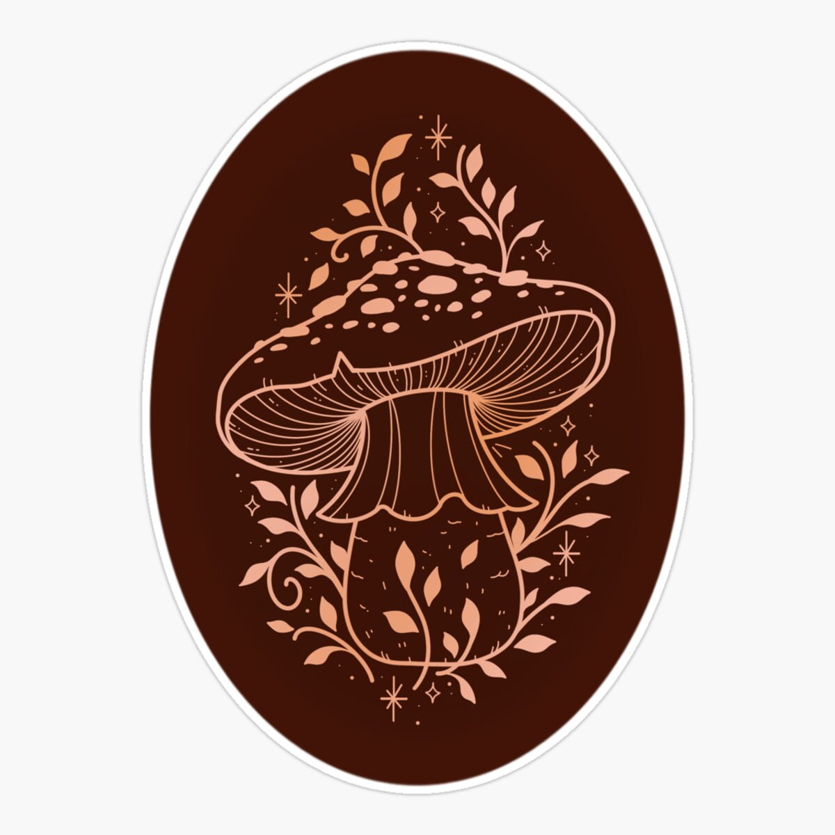Maneki Simple Autumn Mushroom And Leaf Magic Sticker, Phone Decal Water ...