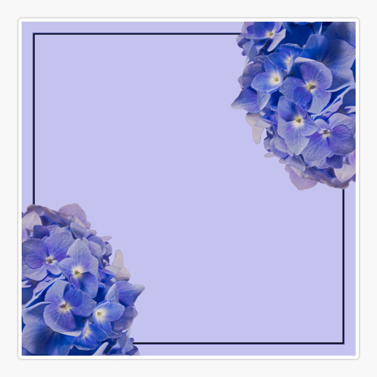 Maneki Simple Blue Hydrangea Floral Design Sticker, Phone Decal Water ...