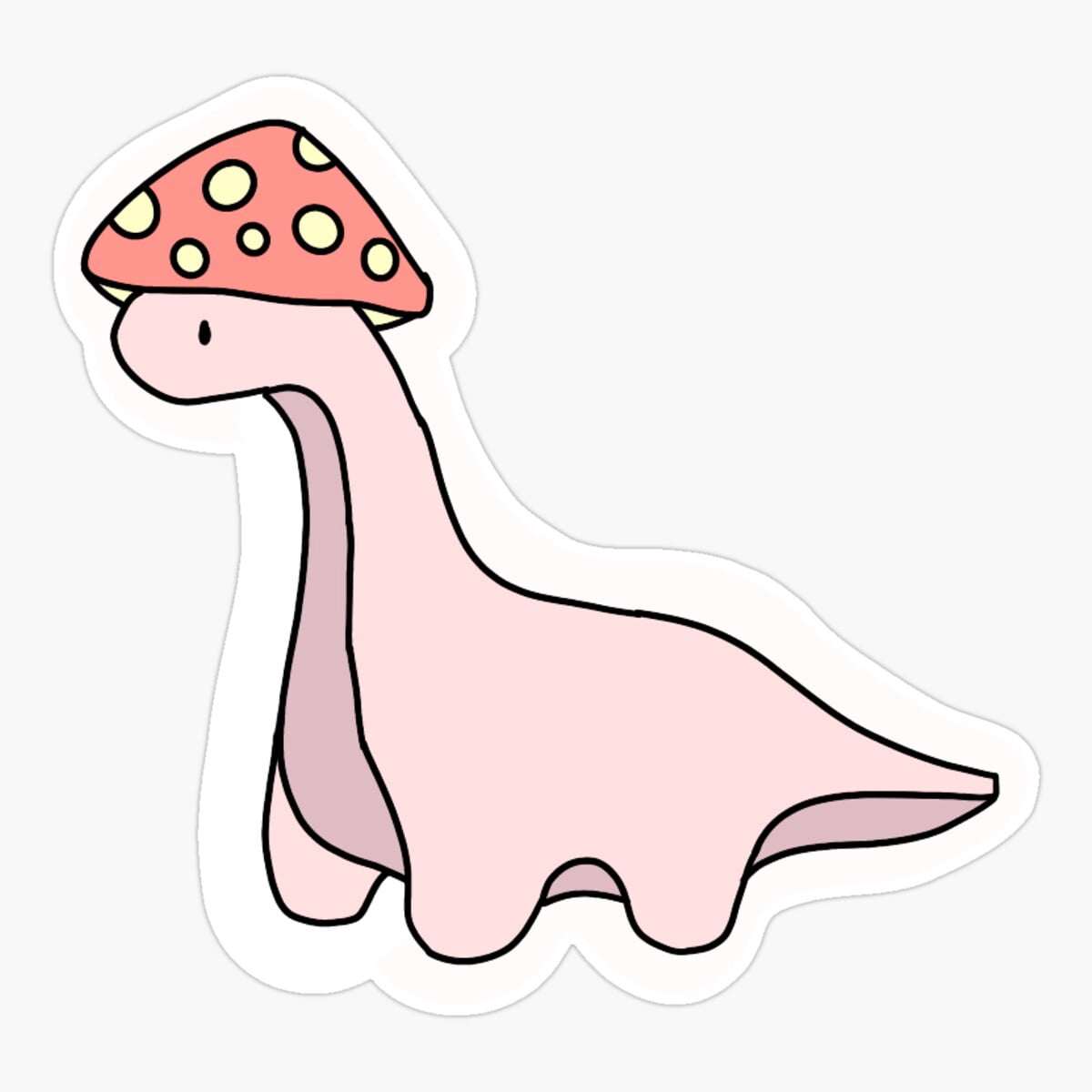 Maneki Simple Cute Pink Dinosaur Wearing A Mushroom Hat Sticker, Phone ...