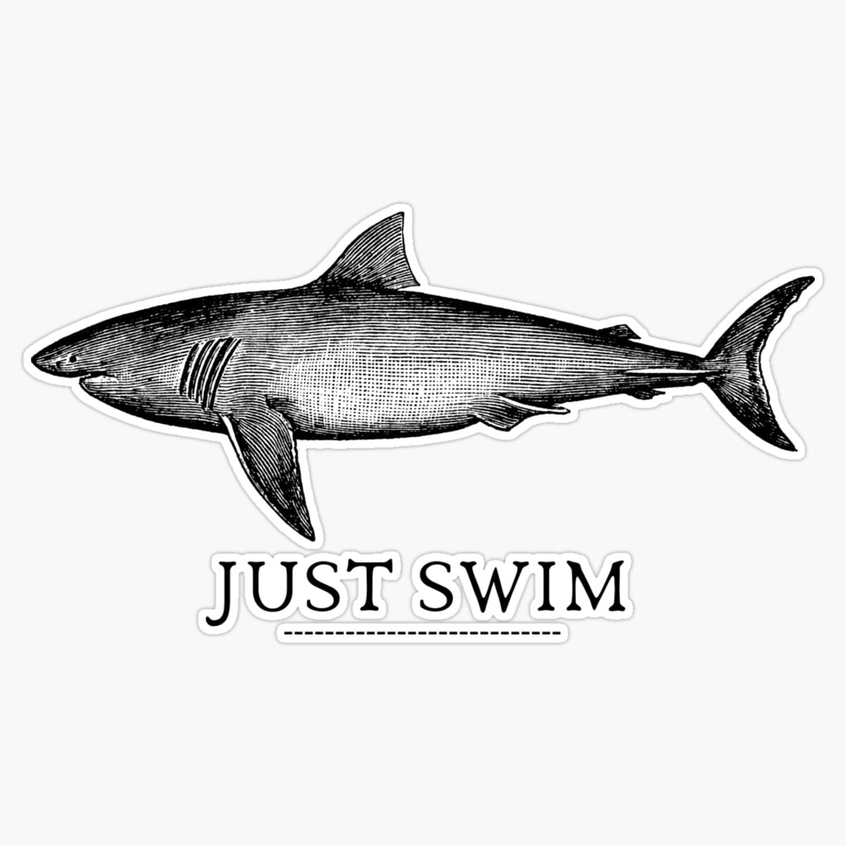 Maneki Simple Fish Shark Just Swim Er, Phone Decal Water Bottle ...