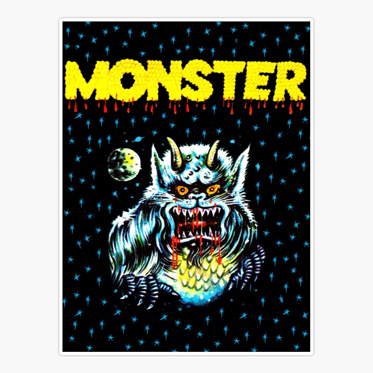 Maneki Simple Monster In The Night Sticker, Phone Decal Water Bottle ...