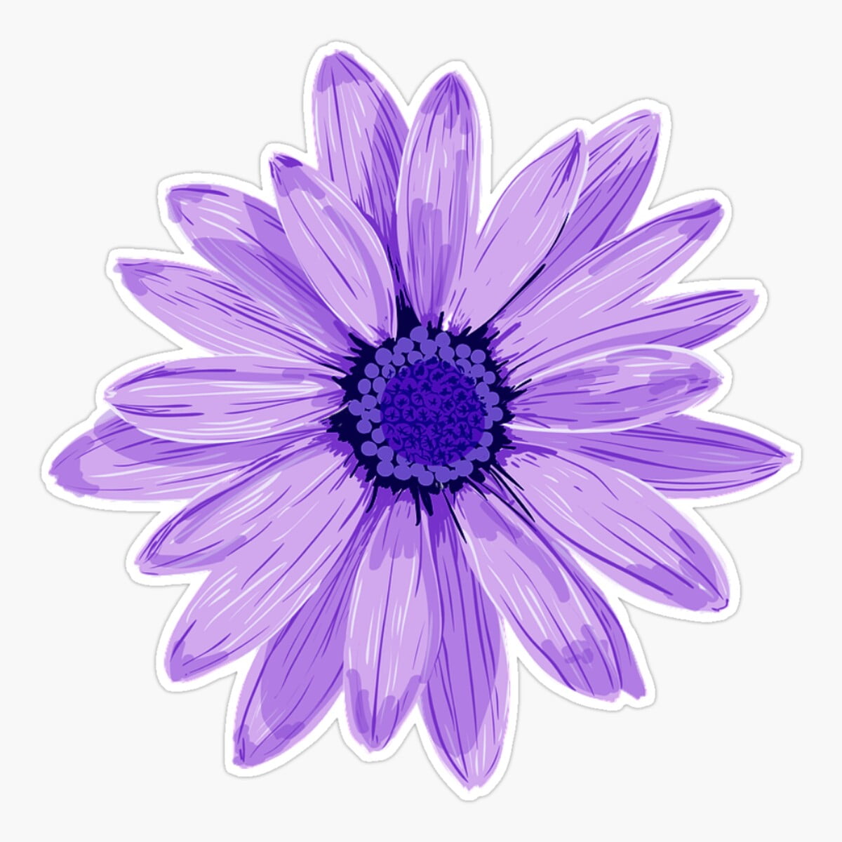 Maneki Simple Realistic Purple Flower Sticker, Phone Decal Water Bottle ...