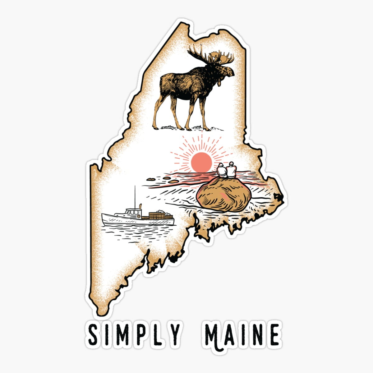 Maneki Simply Maine - The Original Sticker, Phone Decal Water Bottle ...