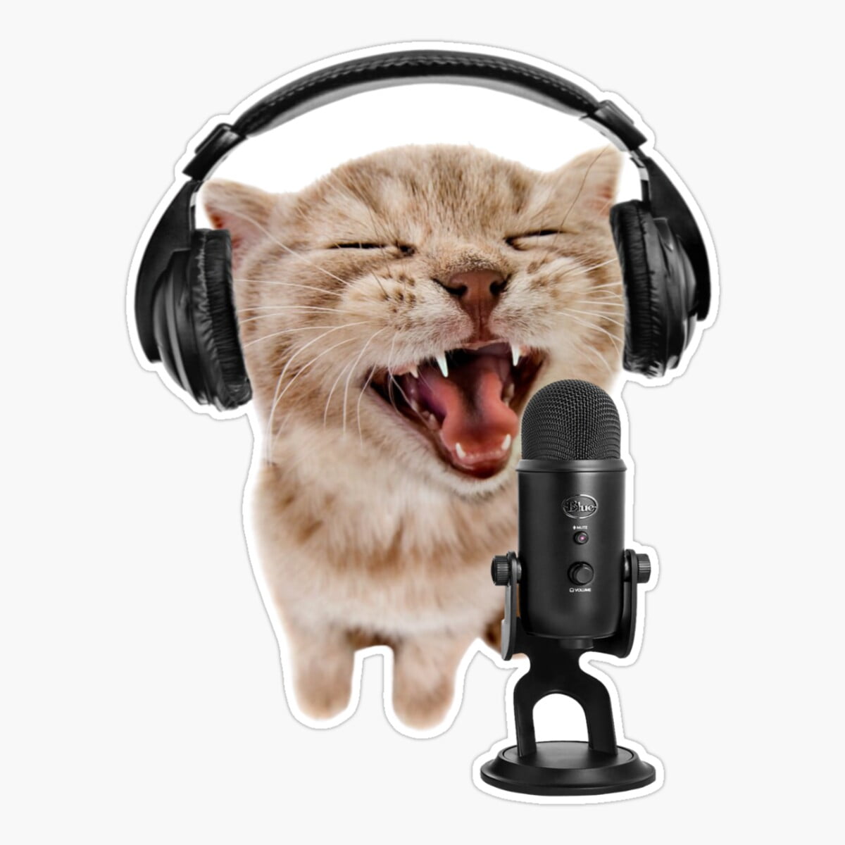 Maneki Singer Cat Rapping Meow Rap Sticker, Phone Decal Water Bottle ...