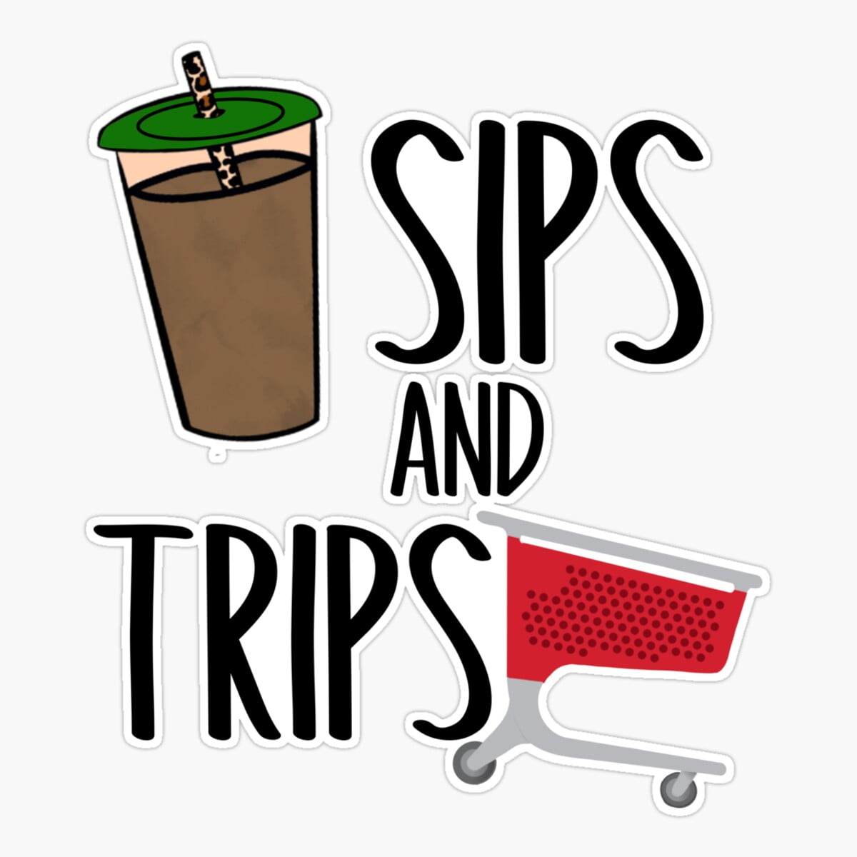Maneki Sips And Trips Iced Coffee Shopping Cart Funny Store Drink ...