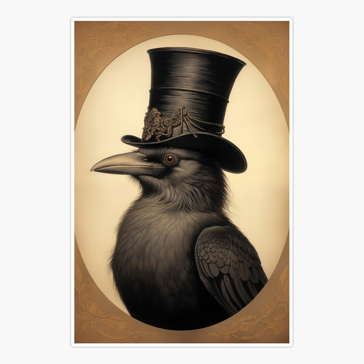Maneki Sir Raven - Vintage Dark Academia Steampunk Bird Crow Portrait ...