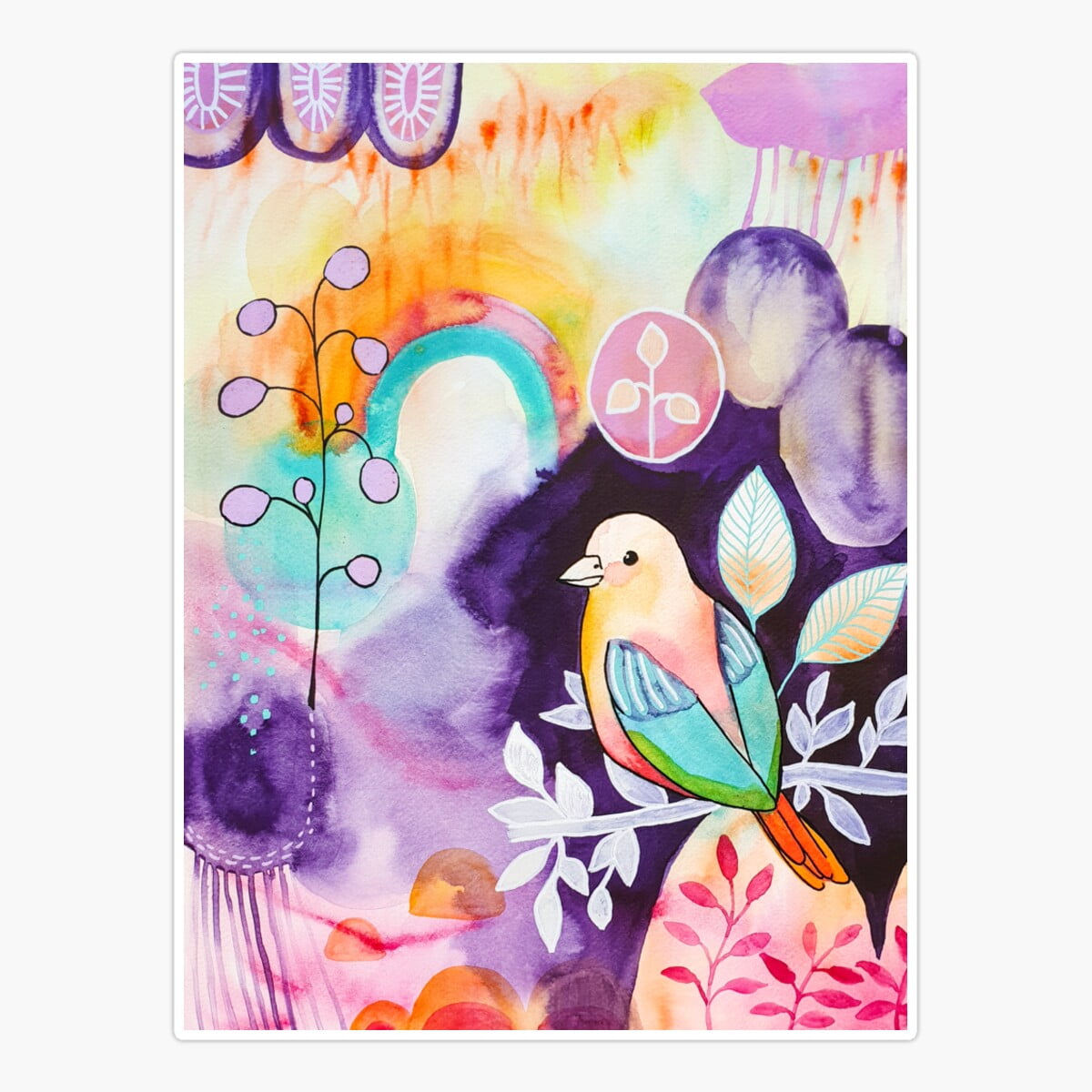 Maneki Sitting Here And Waiting - Abstract Watercolor Landscape With ...