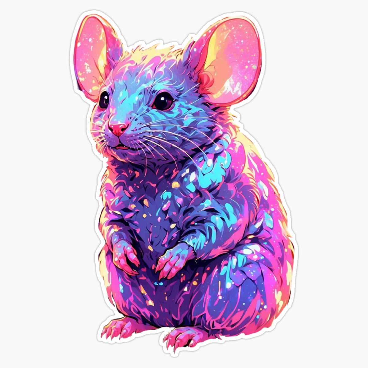 Maneki Sitting Pink Rat Er, Phone Decal Water Bottle Stickers Car ...