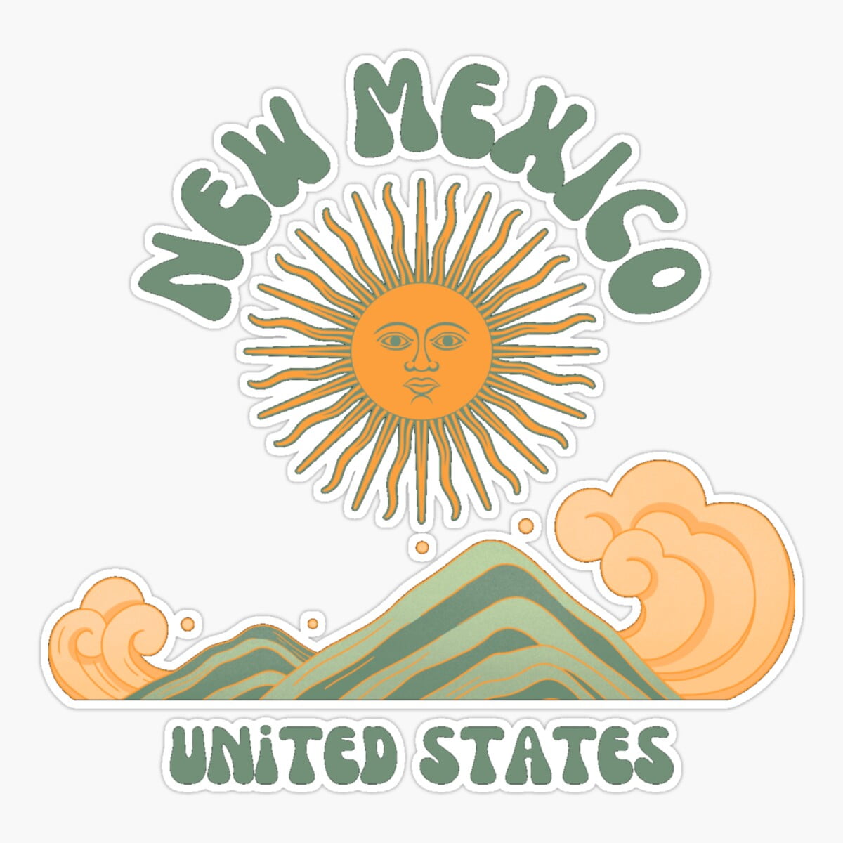 Maneki Sixties-Western New Mexico - Green Text Sticker, Phone Decal ...